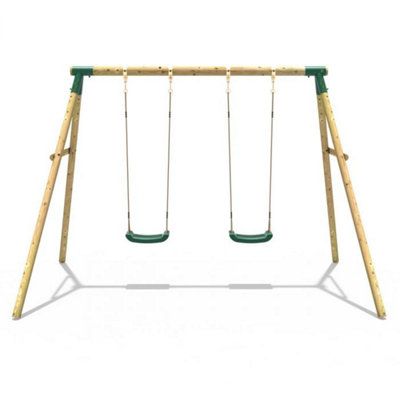 Rebo Wooden Garden Swing Set with 2 Swings - Venus Green