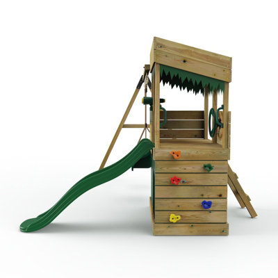 Rebo Wooden Lookout Tower Playhouse Climbing Frame with 6ft Slide ...