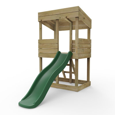 Rebo Wooden Lookout Tower Playhouse with 6ft Slide