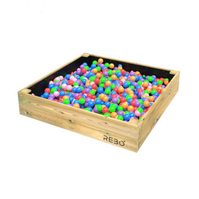 Rebo Wooden Sandpit Ball Pool Square Frame Sandbox 120cm x 120cm