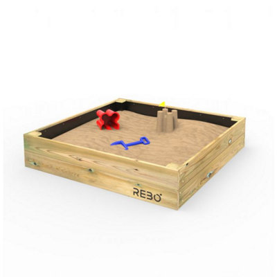 Rebo Wooden Sandpit Ball Pool Square Frame Sandbox 120cm x 120cm