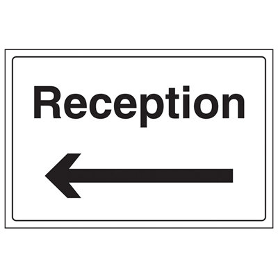 Reception Arrow LEFT Information Sign - Adhesive Vinyl 400x300mm (x3)