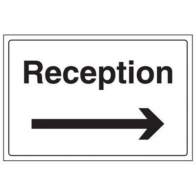 Reception Arrow RIGHT Information Sign - Adhesive Vinyl 400x300mm (x3)