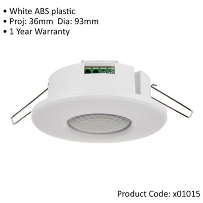 Recessed Ceiling PIR Sensor - 360 Degree Movement Detection - 8 Metre Range