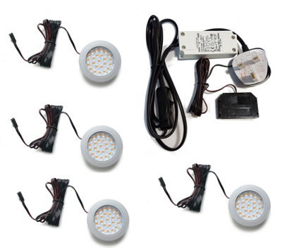 Recessed LED Light Under Furniture Cabinet Shelf Cupboard Full Kit ...