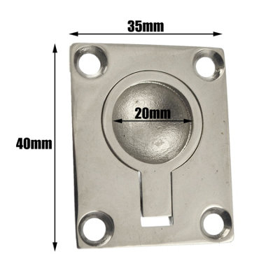 Recessed Lift Ring Flush Pull Handle 40 x 35mm Polished Marine Grade ...
