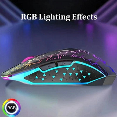 Rechargeable 2.4G Wireless Gaming Mouse Silent Click RGB LED for PC Laptop
