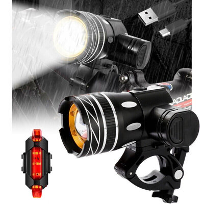 Rechargeable LED Mountain Bike Lights 50000LM Bicycle Torch Front &Rear ...