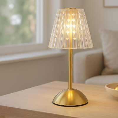 Rechargeable LED Table Lamp Polished Gold Finish Cordless Touch Desk ...