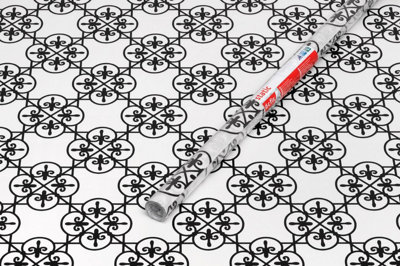 RECINTO STYLE BLACK WHITE STICKY BACK PLASTIC STATIC CLING 1.5M X 67.5CM