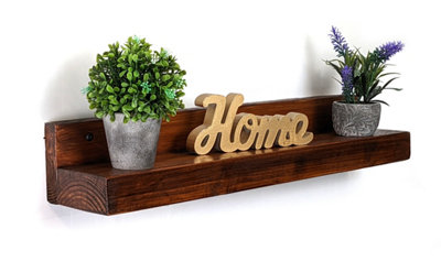 Reclaimed Wooden Shelf With Backboard 5" 125mm - Colour Dark Oak ...