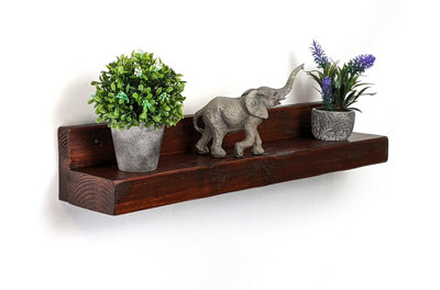 Reclaimed Wooden Shelf With Backboard 5" 125mm - Colour Walnut - Length ...