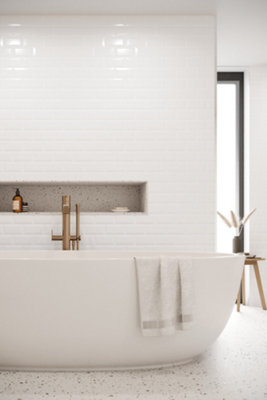 Reco Surfaces Sample of Bevel Metro Tile (150mm x 75mm) White Wall Panel