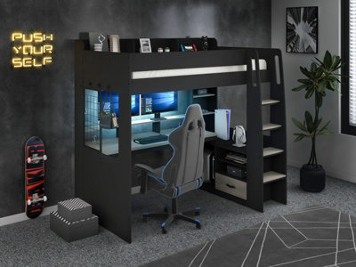Recoil Kyrk Storage Gaming High Sleeper Black