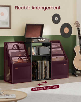 Record Player Stand, 3-Tier Side Table, Vinyl Record Storage up to 100 ...