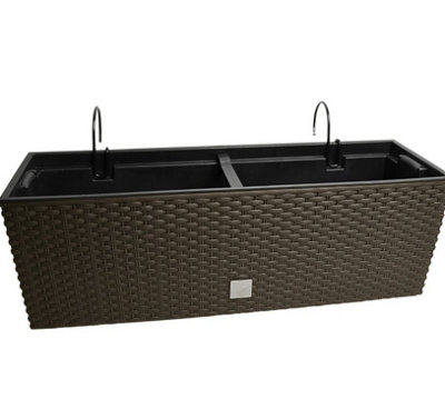 Rectangle Hanging Flowerpot Planter Fence Pot Basket Rattan Look ...