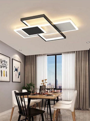 Rectangle LED Ceiling Light Modern Simple Flush Mount Black and White