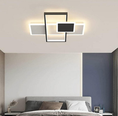 Rectangle LED Ceiling Light Modern Simple Flush Mount Black and White