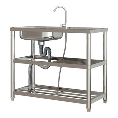 Rectangle Stainless Steel One Compartment Sink with Shelves and ...
