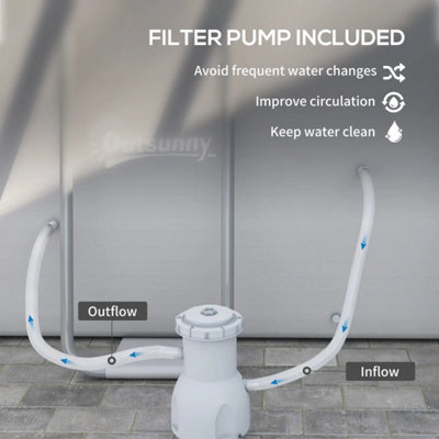 Rectangle Steel Frame Swimming Pool with Ladder and Pump