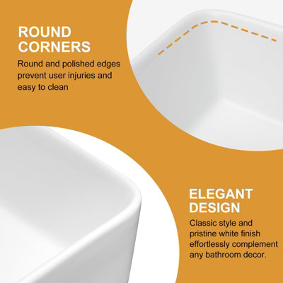 Rectangle Vessel Bathroom Sink White Ceramic Countertop 48.5 cm x 37.5cm