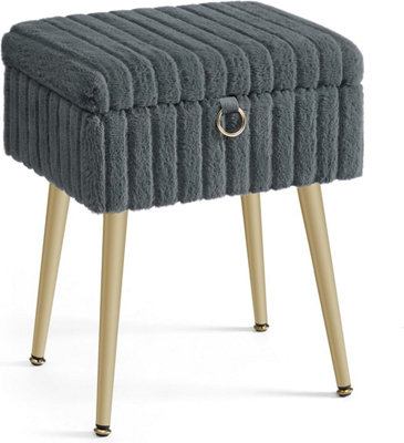 Rectanglular Vanity Stool Chair with Storage, Dressing Table Stool ...