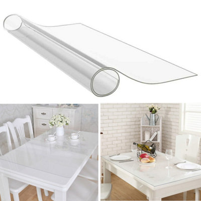 Rectangular 2mm Thick Transparent PVC Table Cover Protector 100cm L x ...