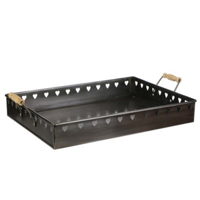Rectangular Dark Zinc Outdoor Garden Plant Tray