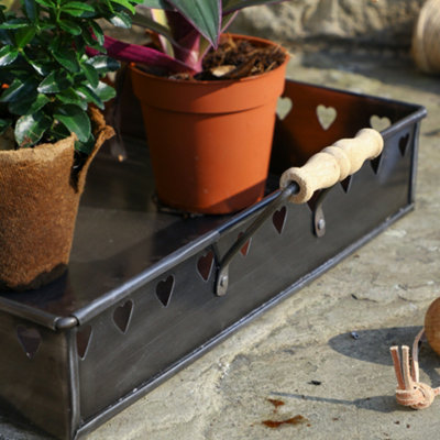 Rectangular Dark Zinc Outdoor Garden Plant Tray