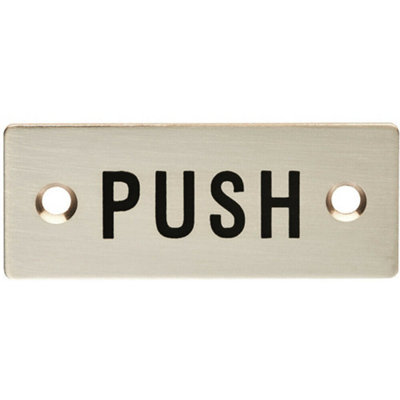 Rectangular Door Push Sign 75 x 30mm Satin Stainless Steel Door Plate ...