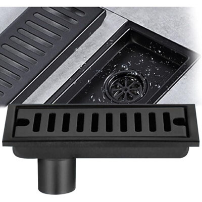 Rectangular Floor Drain, Black Stainless Steel Floor Drain 20x10cm ...