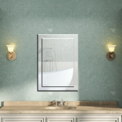 Rectangular Frameless Wall Mirror Double Glass Layer for Bathroom ...