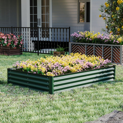 Rectangular Galvanized Steel Raised Garden Bed 80cm x 120cm