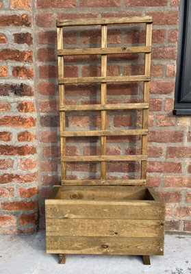 Rectangular Garden Planter With Trellis Support Screen Panel