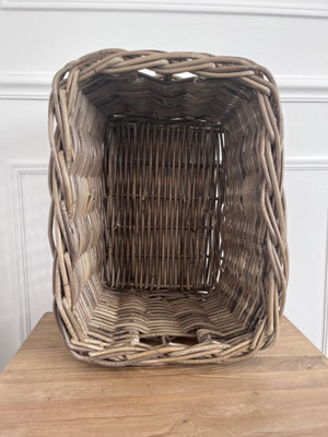 Rectangular Grey and Buff Pull Out Basket (Medium 40cm)