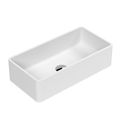 Rectangular Matt Ceramic Countertop Vessel Without Overflow - 465mm ...