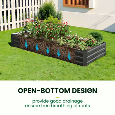 RECTANGULAR METAL GARDEN FLOWER BED METAL RAISED BED GALVANIZED RAISED ...