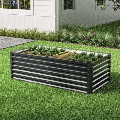 Rectangular Metal Raised Garden Bed Flower Vegetable Plant Seeds Bed ...