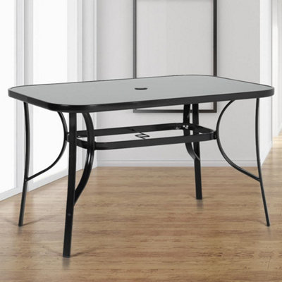 Rectangular Metallic and Tempered Glass Garden Dinging Table with ...