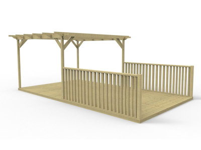 Rectangular pergola and decking kit with balustrade V.1, 3.6m x 4.2m