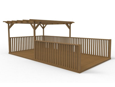 Rectangular pergola and decking kit with balustrade V.11, 2.4m x 3m ...