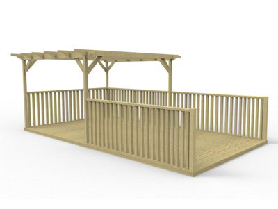 Rectangular pergola and decking kit with balustrade V.11, 2.4m x 4.8m