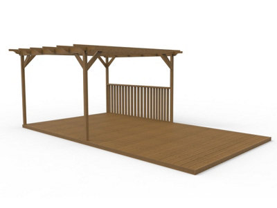 Rectangular pergola and decking kit with balustrade V.4, 3.6m x 4.8m ...