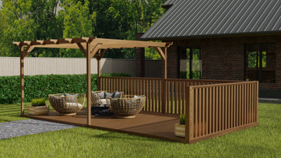 RECTANGULAR PERGOLA AND DECKING KIT WITH BALUSTRADE V.7, 3M X 4.2M ...