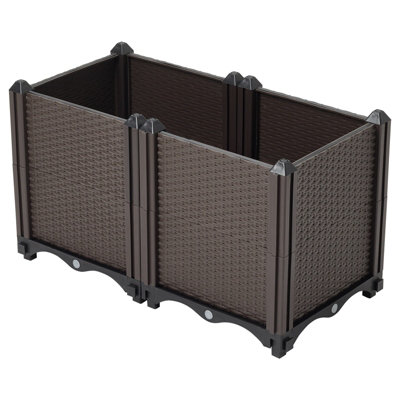 Rectangular Plastic Outdoor Raised Garden Bed Planter Box, 60x30x35