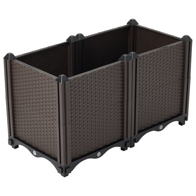 Rectangular Plastic Outdoor Raised Garden Bed Planter Box, 60x30x35
