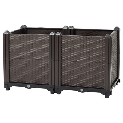 Rectangular Plastic Outdoor Raised Garden Bed Planter Box, 60x30x35