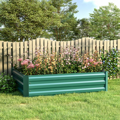 Rectangular Raised Garden Bed Outdoor Planter Plant Box 120 cm W x 90 ...