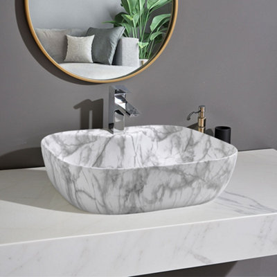 Rectangular Round Corners White Ceramic Marble Effect Texture ...