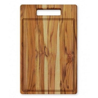 Rectangular Teak Wood Barbecue Board Edge Grain with Handle & Juice ...